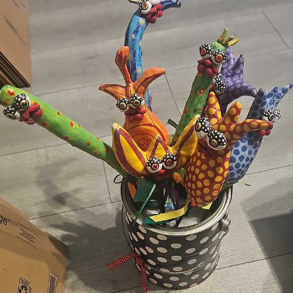 Accents | Artist Colorful Polka Dot Decorative Stick Flowers | Poshmark